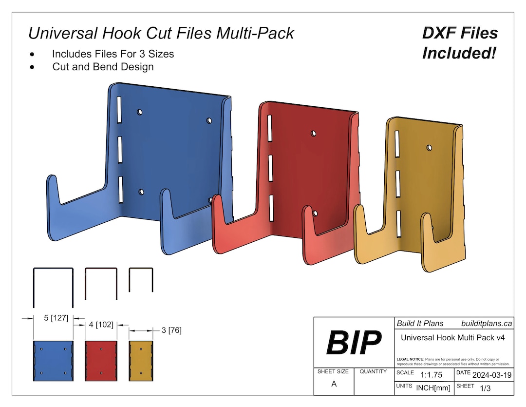 Broom Hook DXF Files - Wall Mount Dual Hook Cut Files - Etsy