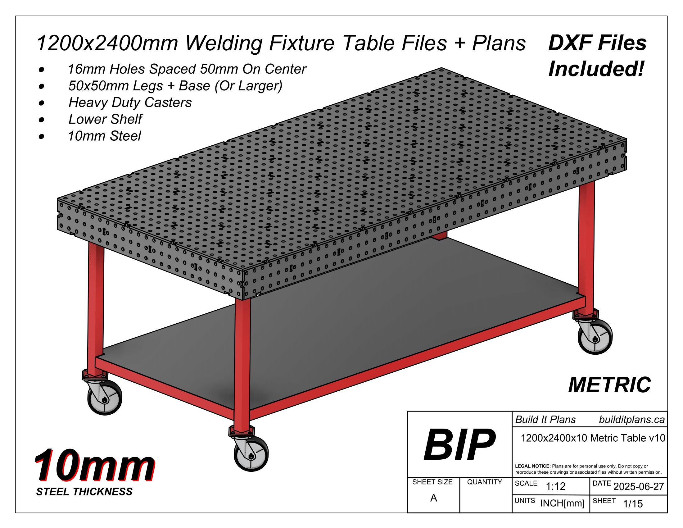 1200x2400x10mm Welding Table Cut Files - 10mm Steel - Etsy