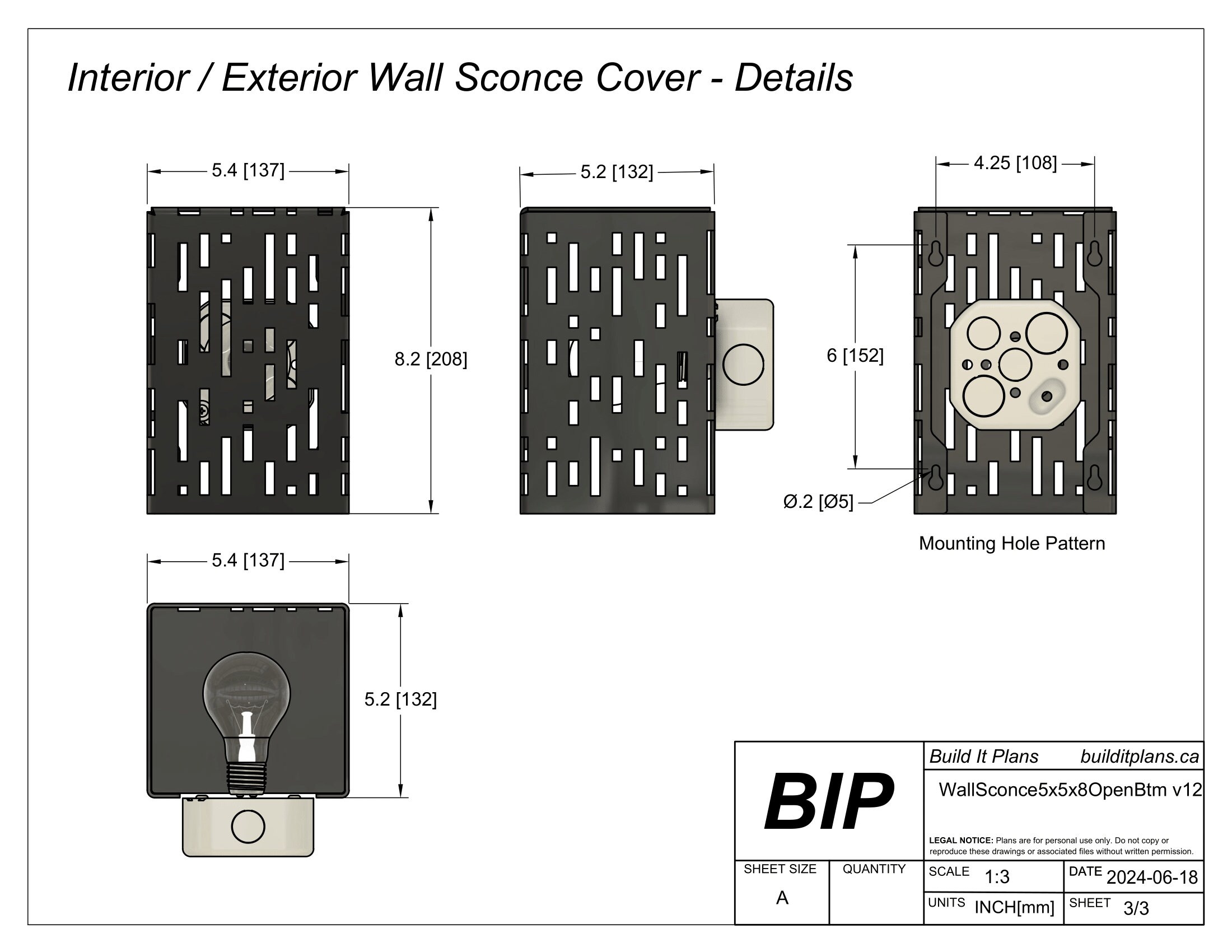 Metal Wall Sconce Cut Files DIY Indoor or Outdoor Wall Sconce Plans and ...