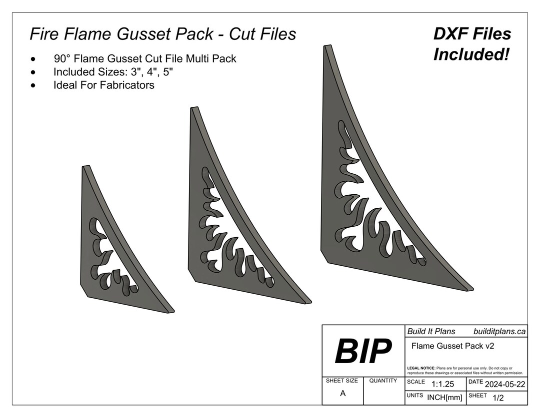 Flame Gusset DXF Bundle Cut Files for Fabricators - Etsy