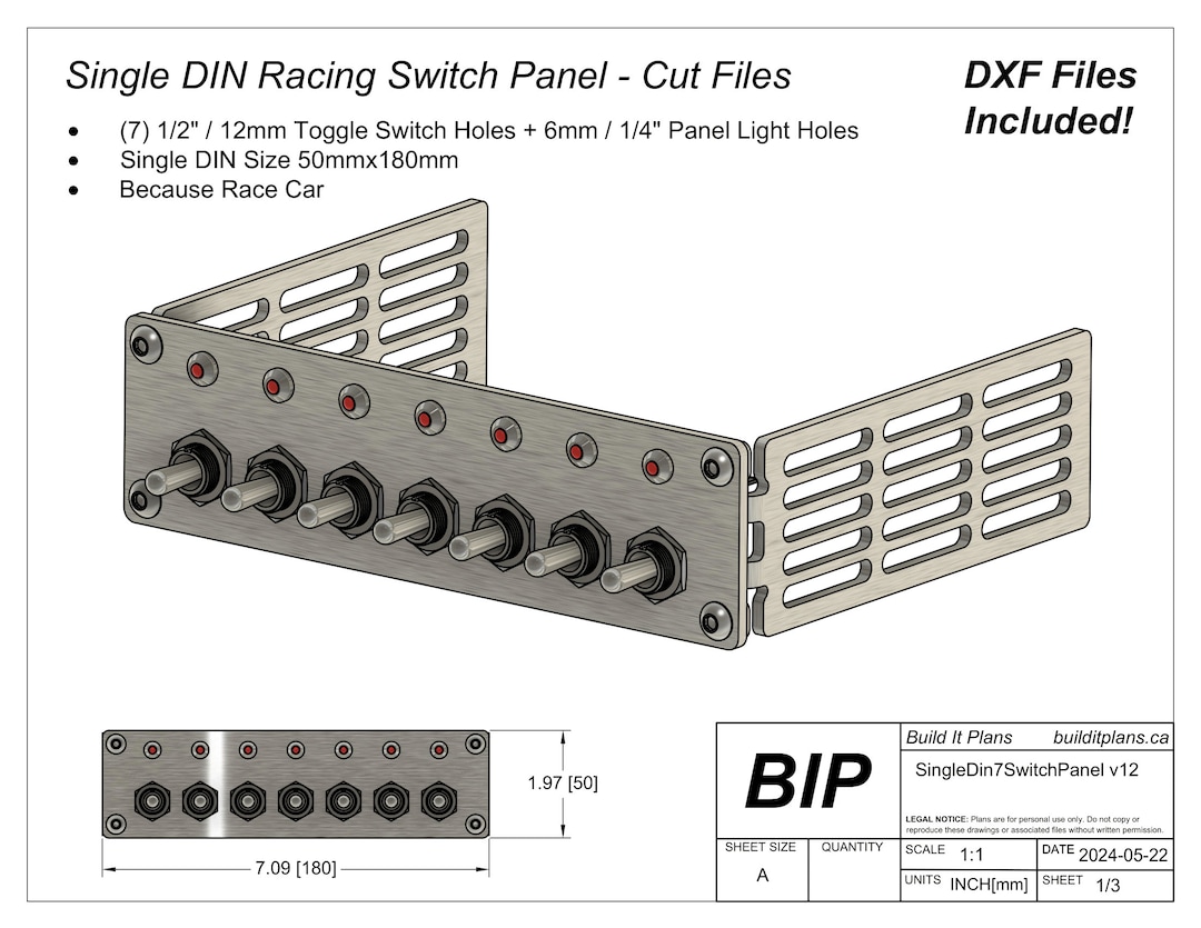 Single DIN Switch Panel DXF – Racing CNC Cut File for Dashboard - Etsy