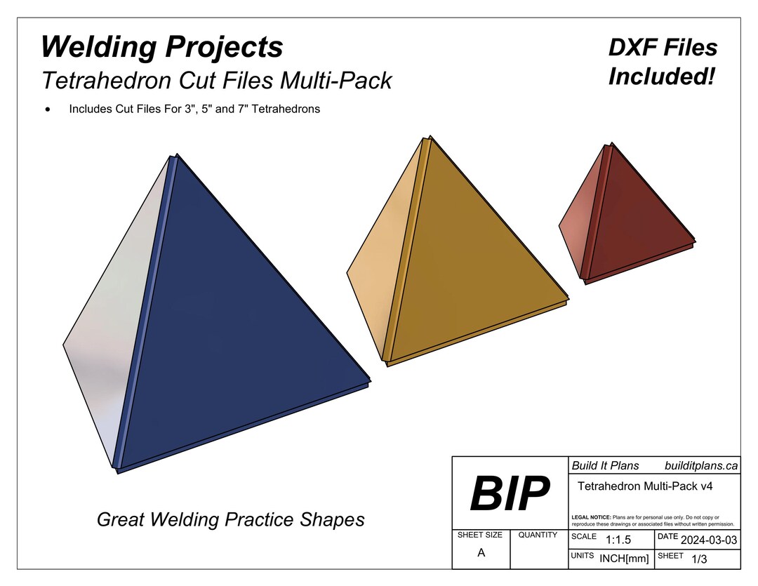 Tetrahedron Welding Project DXF Cut Files - Welding Practice Triangular ...