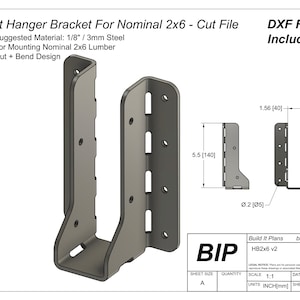 2x6 Joist Hanger Bracket DXF Cut File - 2x6 Bracket File - Etsy