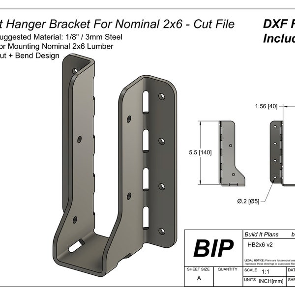 2x4 Joist Hanger Bracket Cut File Mounting Bracket DXF Plasma File for ...