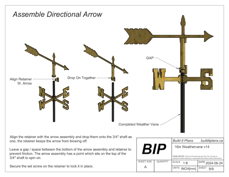 16 Inch Weather Vane Cut Files and Plans - DIY Weathervane DXF Files ...