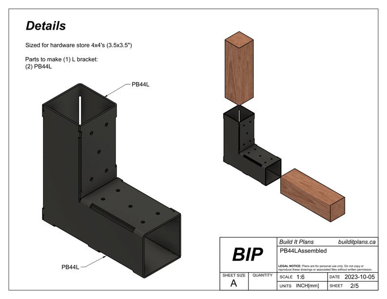 4x4 Post L Bracket DIY Cut Files - Pergola L Bracket DXF Cut File for 3 ...