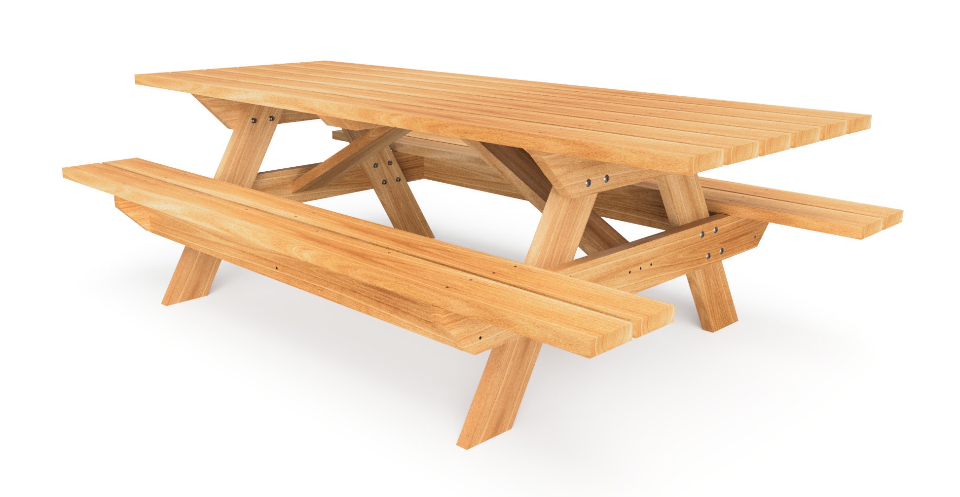 Large Picnic Table PDF Plans DIY 8 Foot Picnic Table Plan for 8' Family Picnic Table With ...