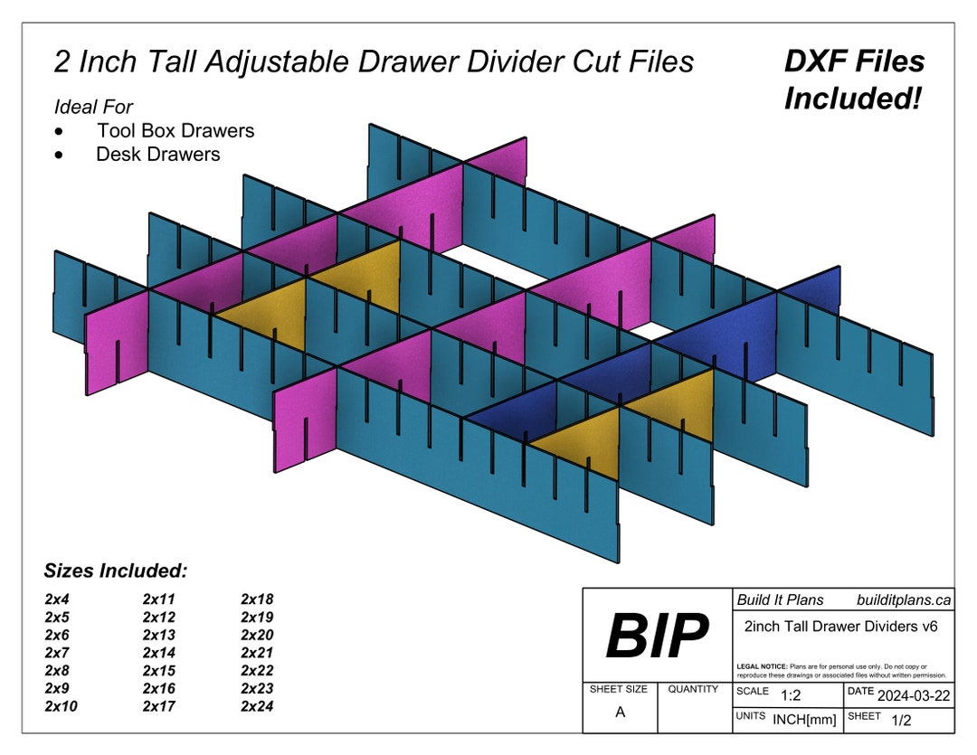 2 Inch Drawer Divider DXF - Tool Box Organizer Cut Files - Etsy