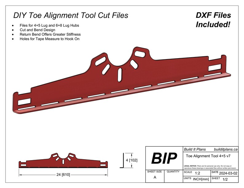 Toe Alignment Tool Cut Files for DIY Alignment DXF Plasma Cut Files for ...
