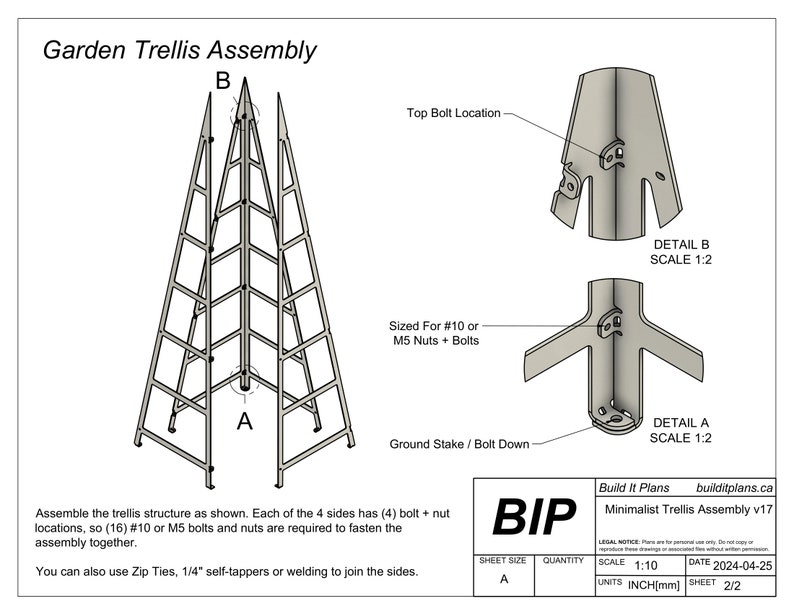 Metal 6' Minimalist Garden Trellis Cut Files for DIY Garden Lattice ...