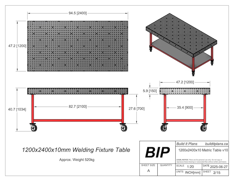 1200x2400x10mm Welding Table Cut Files - 10mm Steel - Etsy