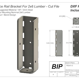 2x6 Fence Rail Bracket DXF Cut File - Etsy