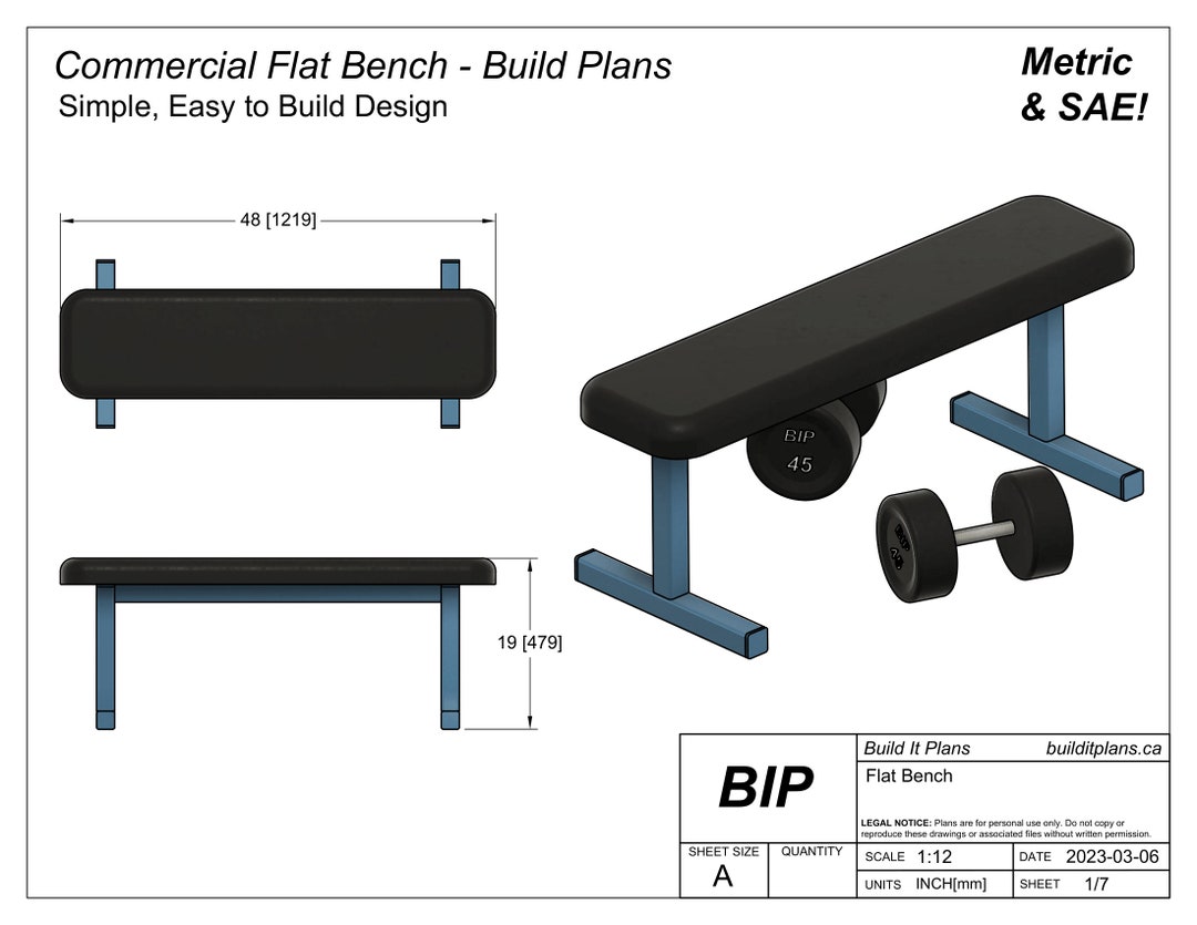 Flat Bench Plans for Home Gym Bench Press - DXF Cut Files and PDF ...