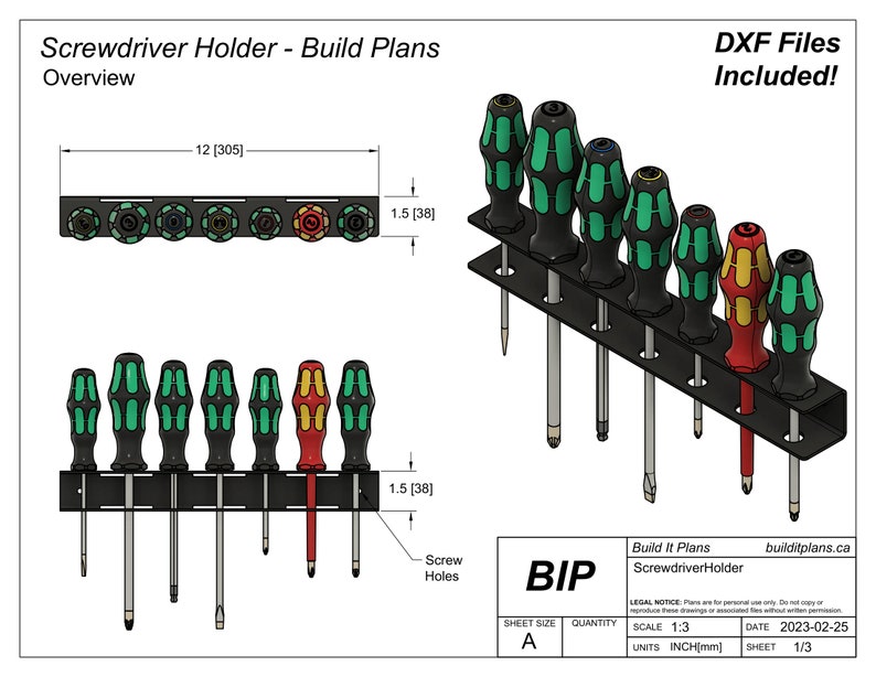 Screwdriver Holder DXF File – Wall Mount Screwdriver Rack Cut File - Etsy