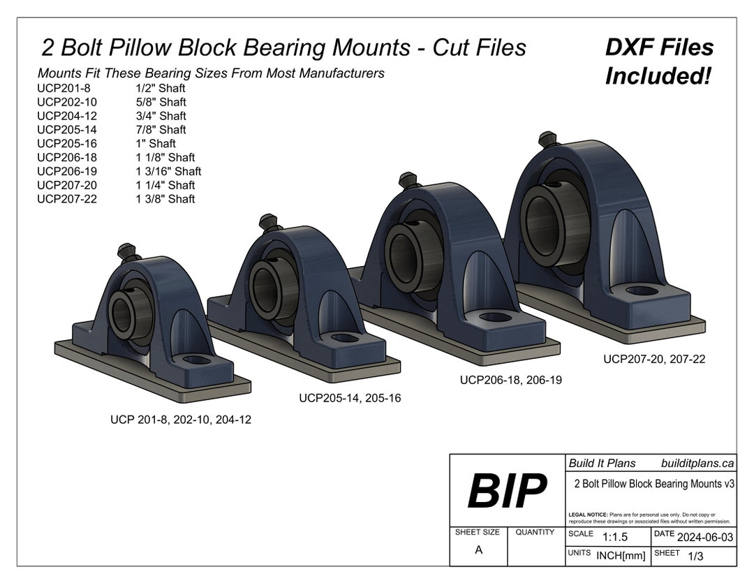 Pillow Block Bearing Mount Cut Files - Universal Bearing Mounting Tabs ...