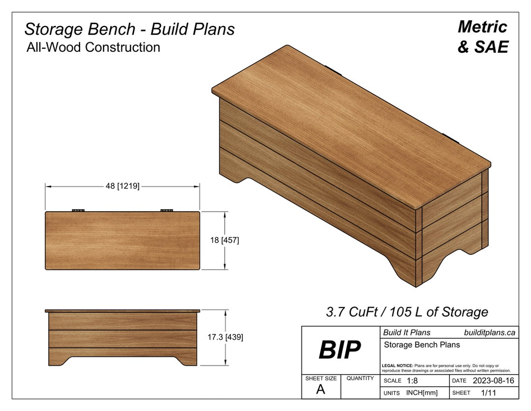 Storage Bench Build Plans - PDF Plans for Simple Entryway Storage Bench ...