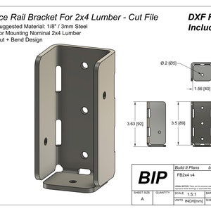 2x4 Fence Rail Bracket Cut File - Mounting Bracket DXF Plasma File for ...