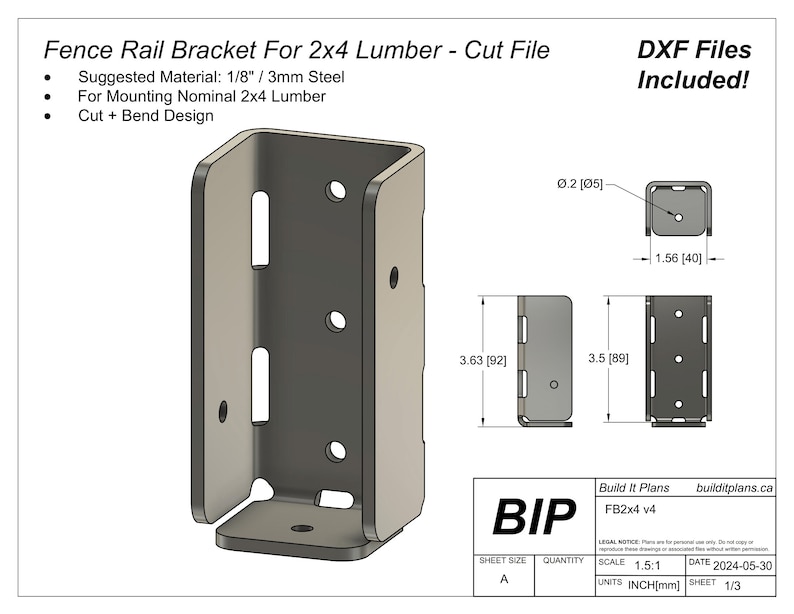 2x4 Fence Rail Bracket DXF Cut File - Etsy