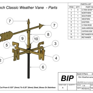16 Inch Weather Vane Cut Files and Plans - DIY Weathervane DXF Files ...