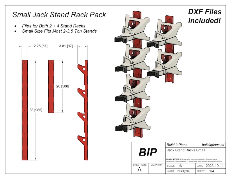 Small Jack Stand Rack DXF - 2-3.5 Ton Jackstand Wall Hanger Cut Files ...
