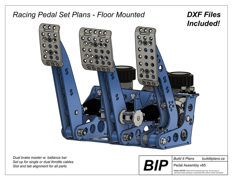 Pedal Box Files + Plans - Floor Mount 3 Pedal Set DXF Files + PDF Plans ...