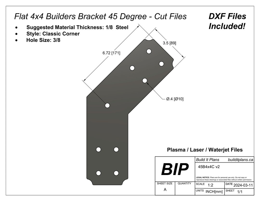 Classic 4x4 Post 45 Degree Bracket DXF Cut File - Etsy