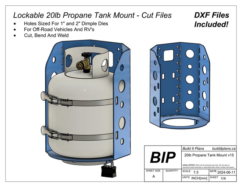20lb Propane Tank Mount DXF File – Cut File for Propane Tank Mounting ...