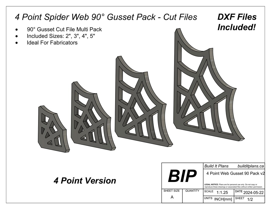 Spider Web Corner Gusset Cut Files Pack for Fabricators 4 Point Style ...