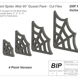 Spider Web Corner Gusset Cut Files Pack for Fabricators 4 Point Style ...