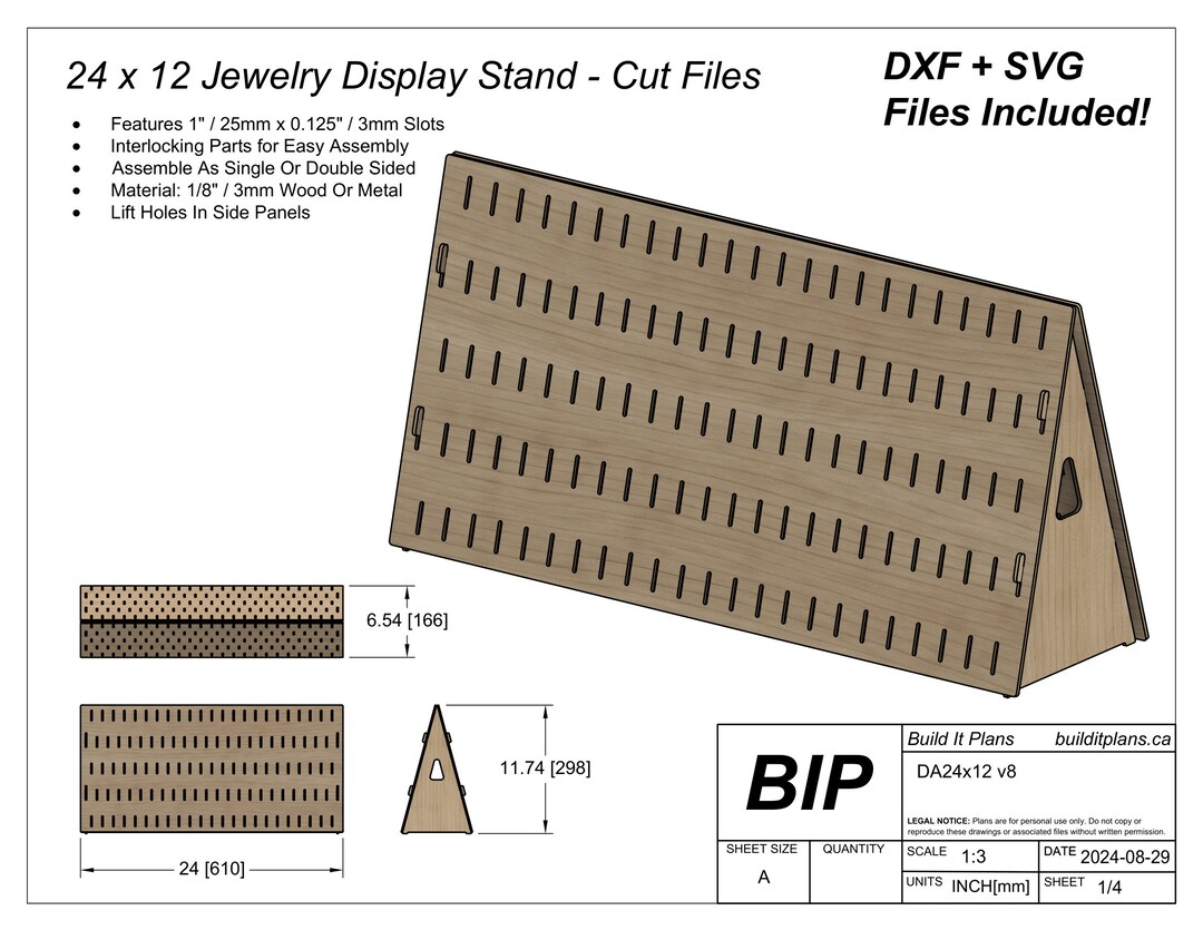 Jewelry Display Stand DXF SVG Cut Files - 24" X 12" (digital Download ...