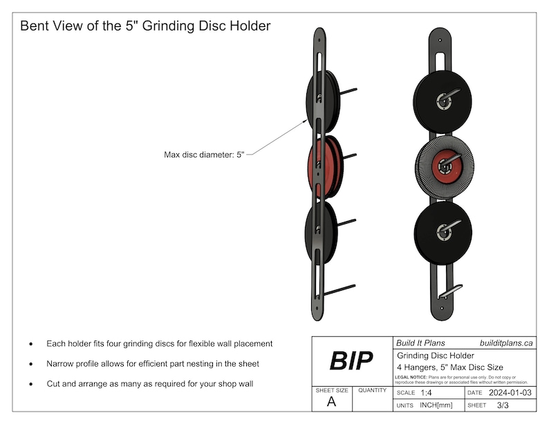 Grinding Disc Rack DXF - 4.5 + 5 Inch Wall Mount Cutting Disc Holder ...