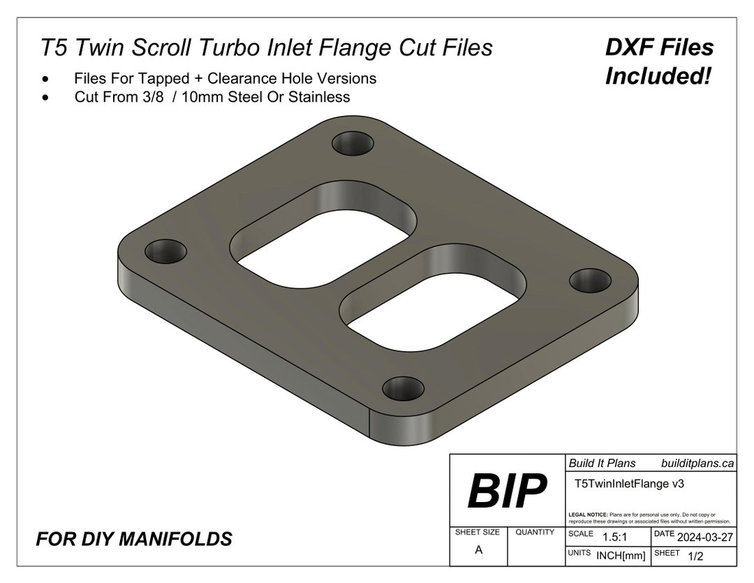 T5 Twin Scroll Turbo Manifold Flange Cut Files - T5 Twin Turbo Inlet ...