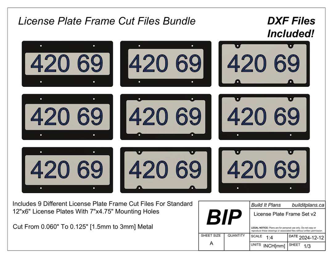 License Plate Frame DXF Bundle – CNC Cut File Pack - Etsy