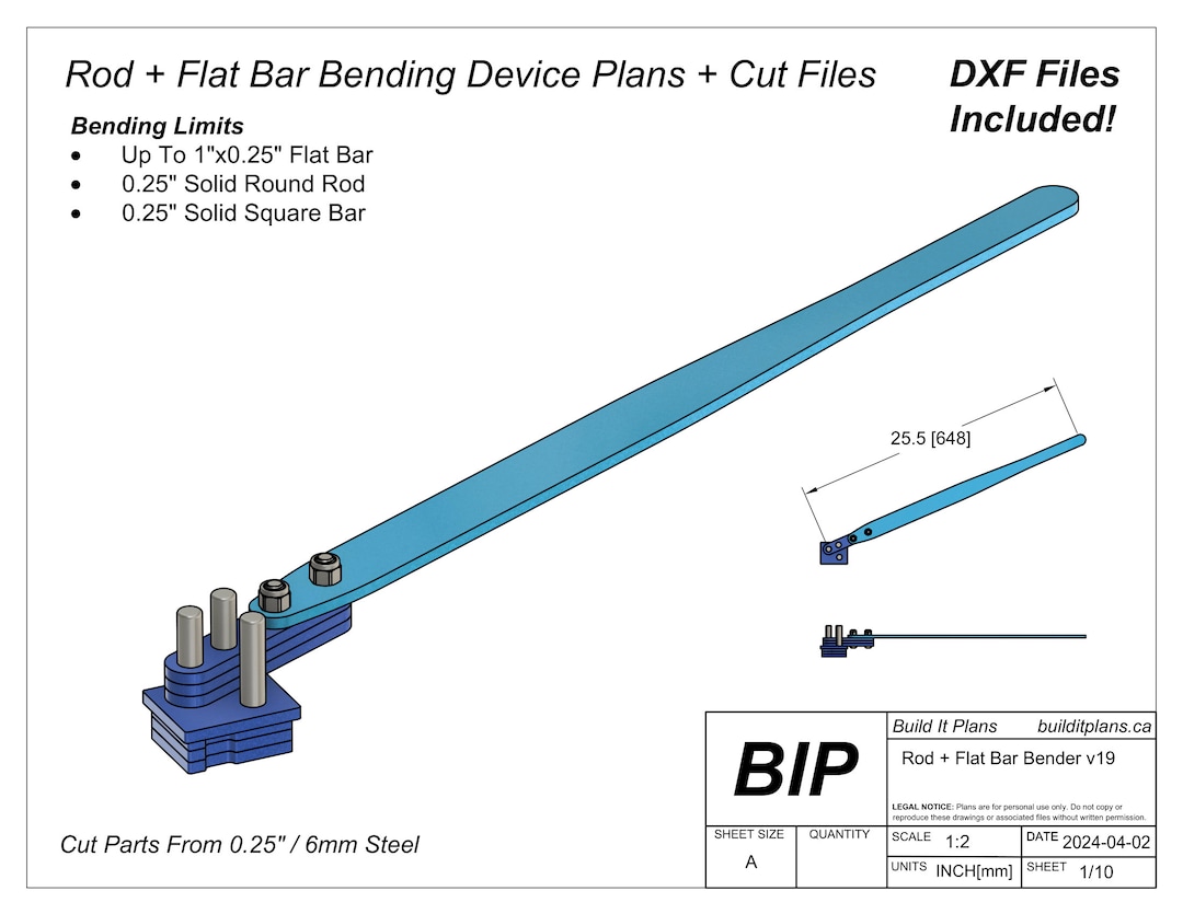 Flat Bar and Rod Bender DXF - DIY Metal Bender Tool Cut Files - Etsy