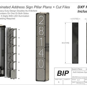 Illuminated Address Sign Pillar DXF Cut Files and Plans - Etsy
