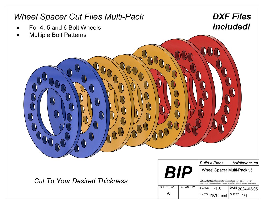 Universal Wheel Spacer DXF – Custom Spacers Cut File Pack - Etsy