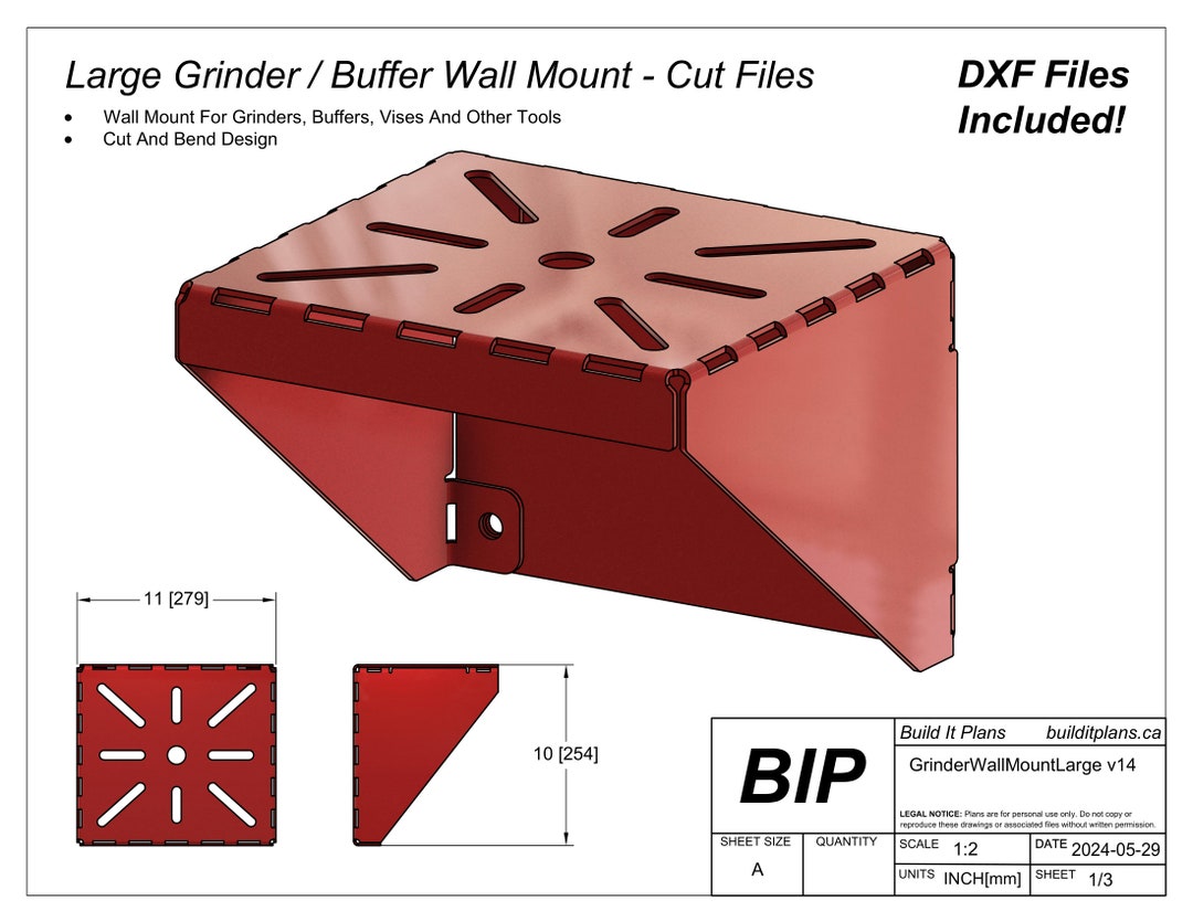 Large Grinder Mount DXF – Wall or Bench Mount Cut File for 8 Inch ...
