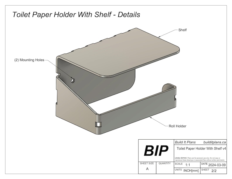 Toilet Paper Holder With Shelf DXF Cut Files (digital Download) - Etsy