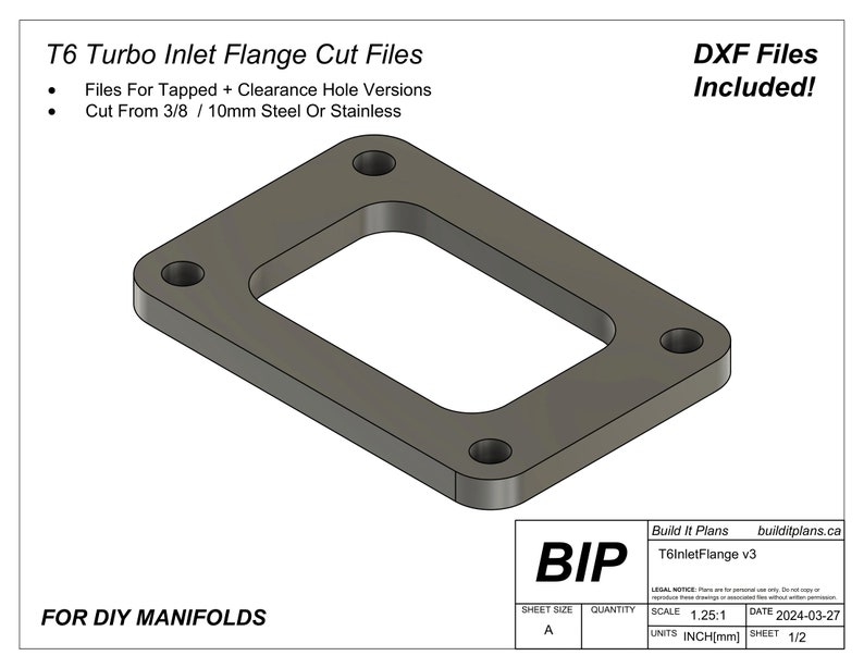 T6 Turbo Manifold Flange Cut Files T6 Turbo Inlet DIY Manifold Plasma ...