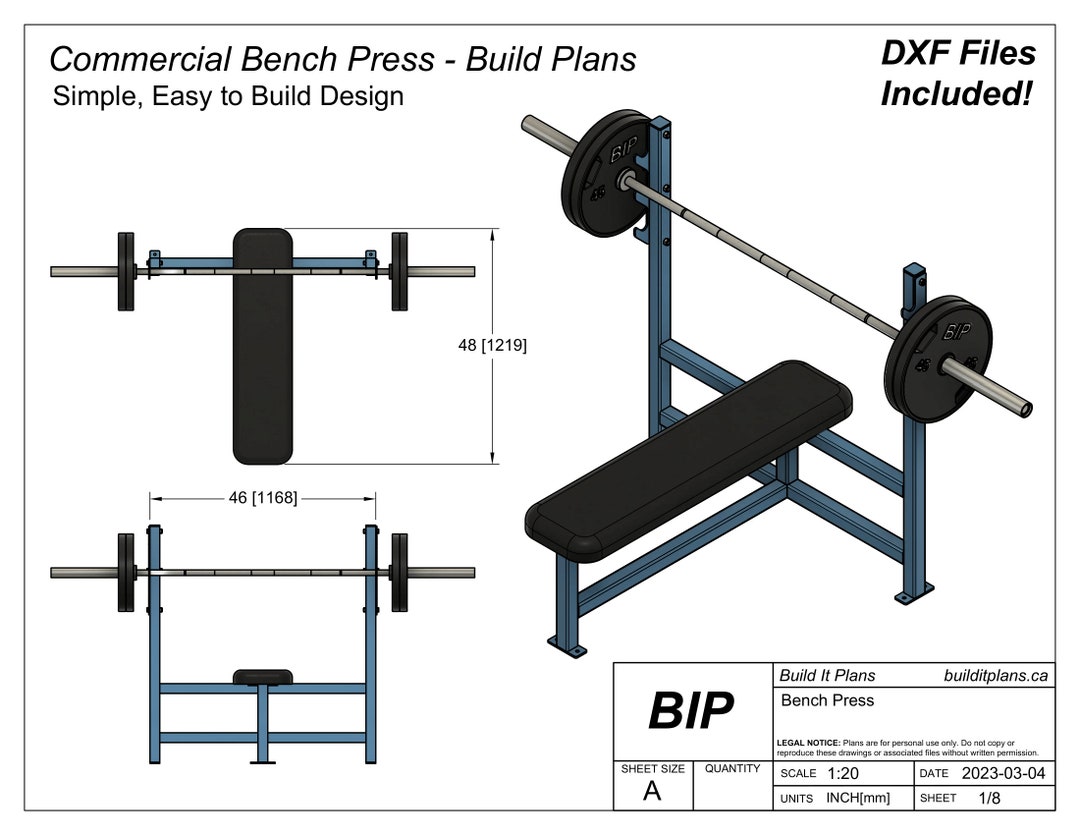 Welded Steel Bench Press Plans: DIY Cut Files (PDF Download) - Etsy