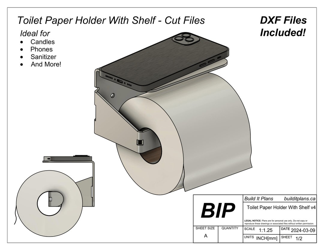 Toilet Paper Holder With Shelf DXF Cut Files (digital Download) - Etsy