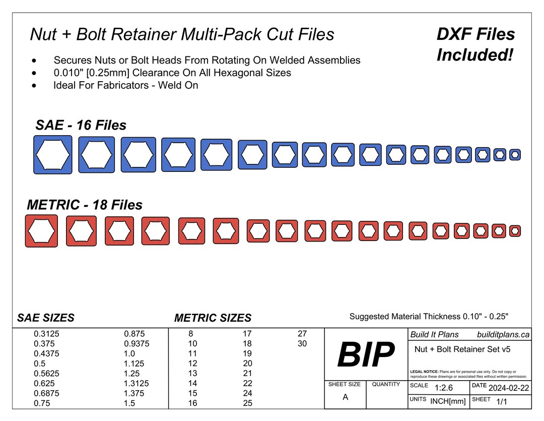 Weld on Nut Bolt Retainer Cut Files for Non Spin Weldments Fabricator ...