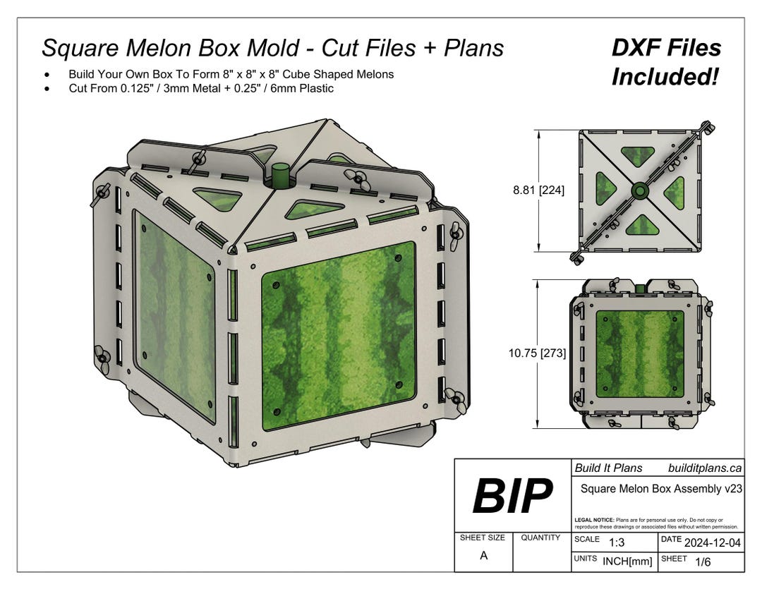 Square Watermelon Mold Cut Files - DIY Melon Cube - Etsy