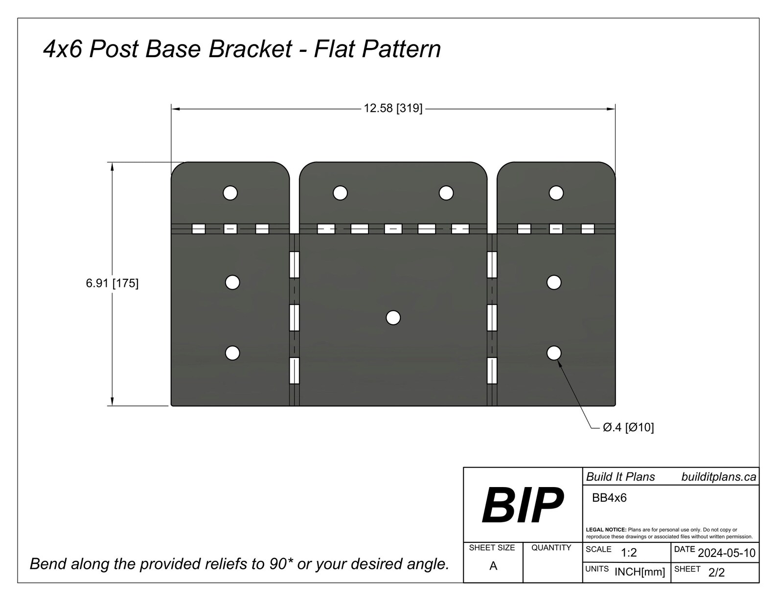 4x6 Post Base Bracket DXF Cut File: Steel Construction (digital ...