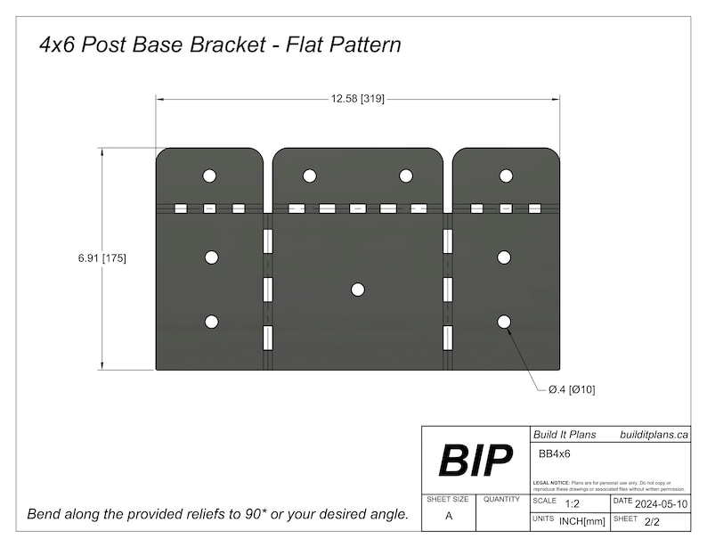 4x6 Post Base Bracket DXF Cut File: Steel Construction (digital ...