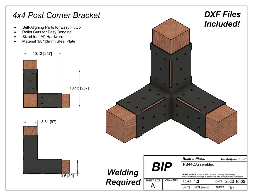 4x4 Post Corner Bracket DXF Cut Files - DIY Post Structure - Etsy