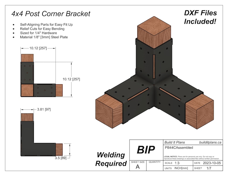 4x4 Post Corner Bracket DXF Cut Files - DIY Post Structure - Etsy