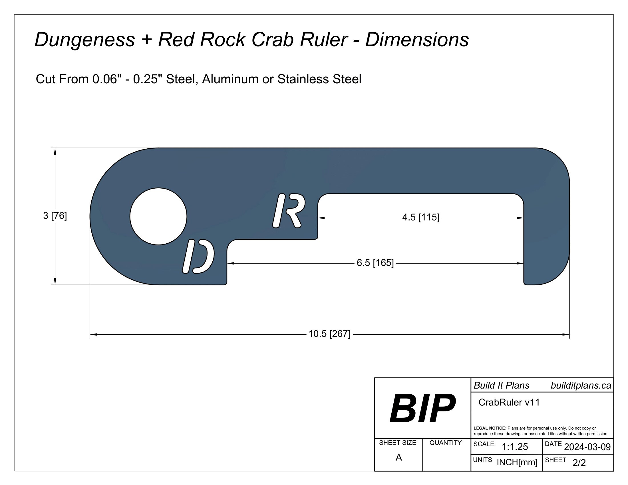 Dungeness and Red Rock Crab Ruler Cut Files for Crab Measuring ...