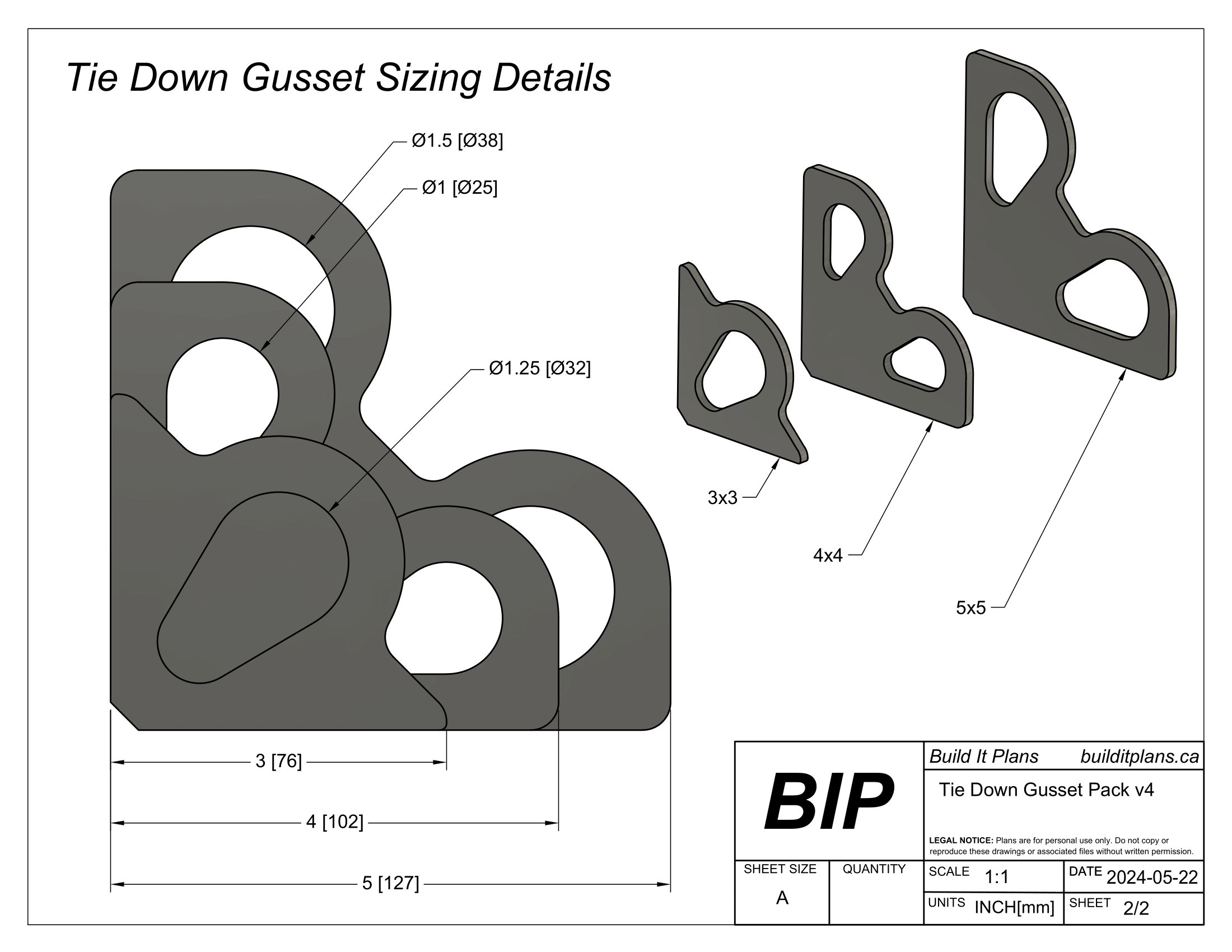 Tie Down Gusset Cut Files Pack for Fabricators DXF Plasma Files for 90 ...