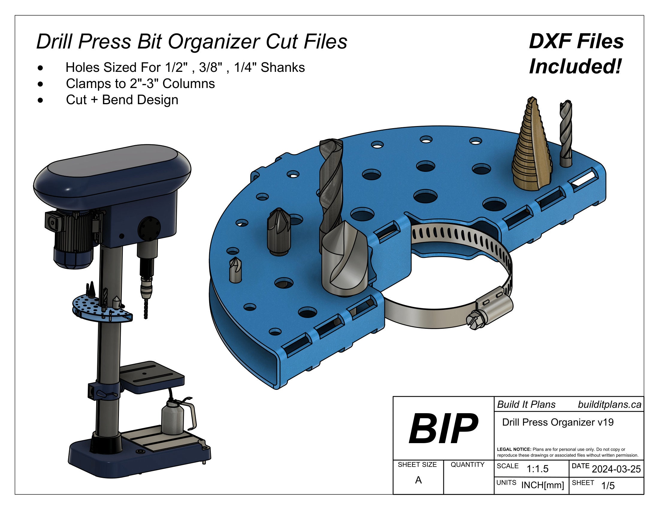 Drill Press Organizer DXF – Cut File for Holding Drill Bits and ...